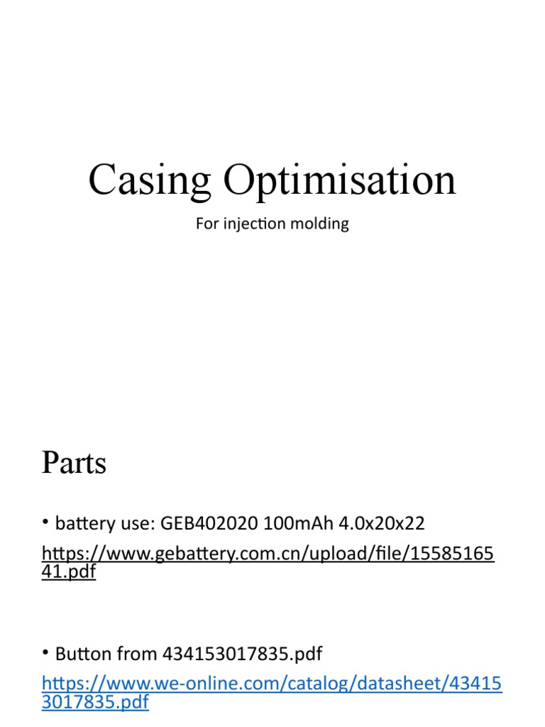 Casing Optimisation: For Injection Molding | PDF | Nature
