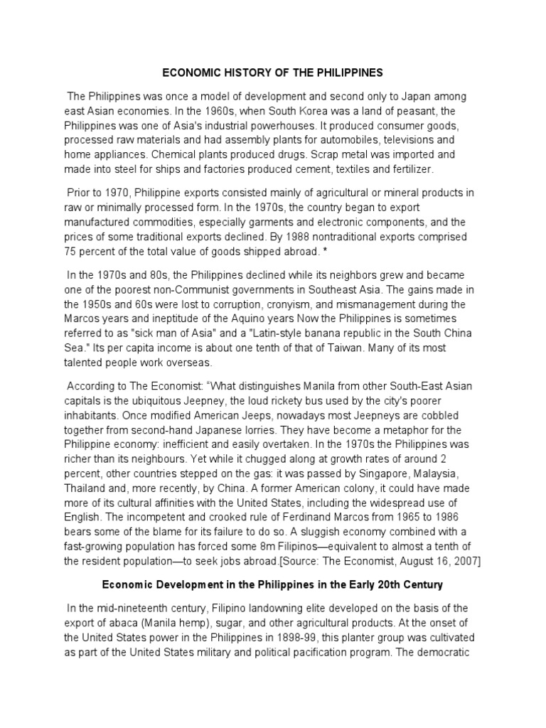 Economic History of The Philippines | PDF | Benigno Aquino Iii ...