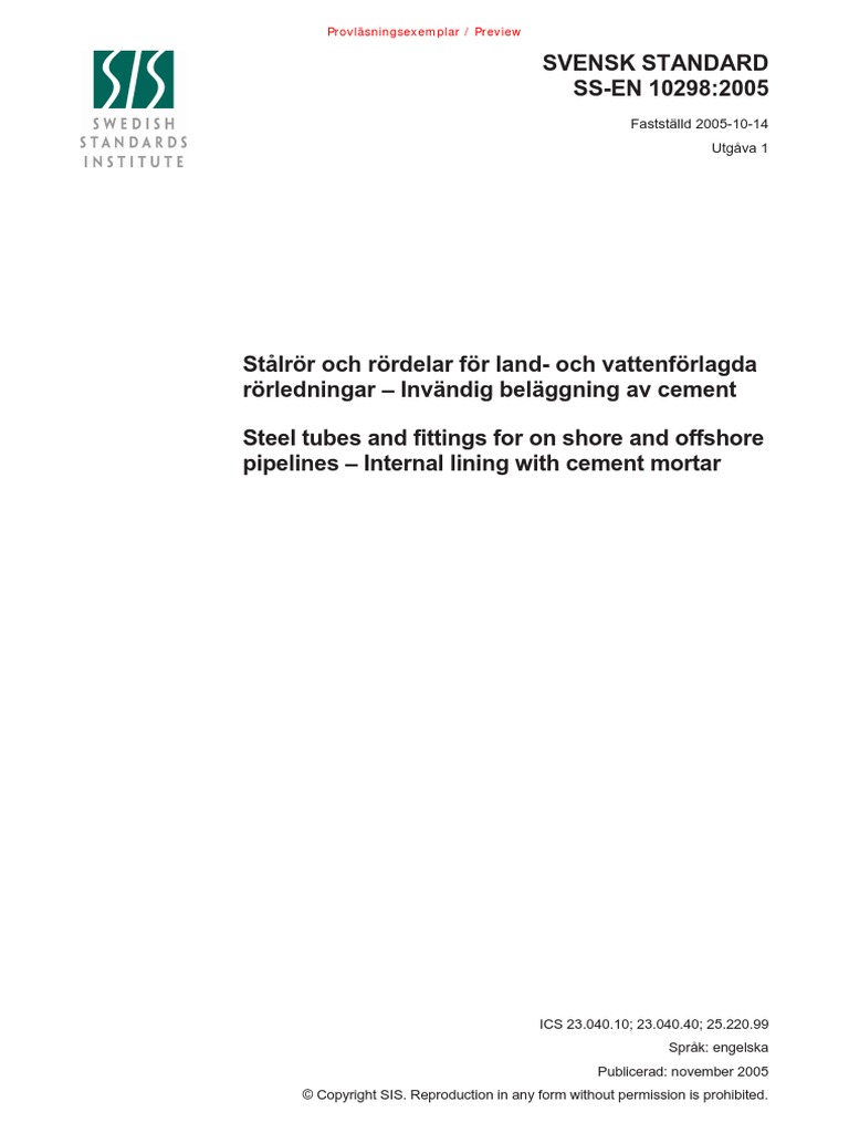 EN 10298-2005 Steel Tubes and Fittings For On Shore and Offshore ...