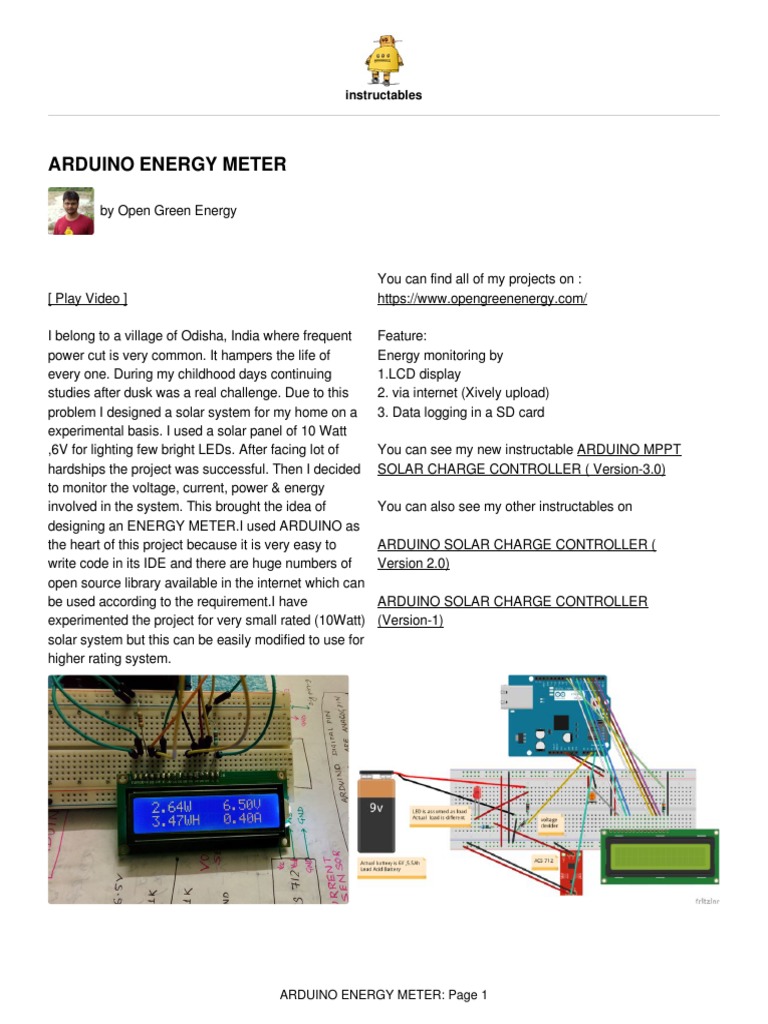 Arduino Energy Meter PDF | PDF | Voltage | Analog To Digital Converter