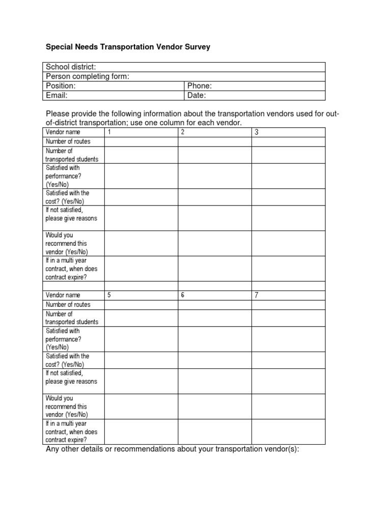 Vendor Satisfaction Survey Form | PDF