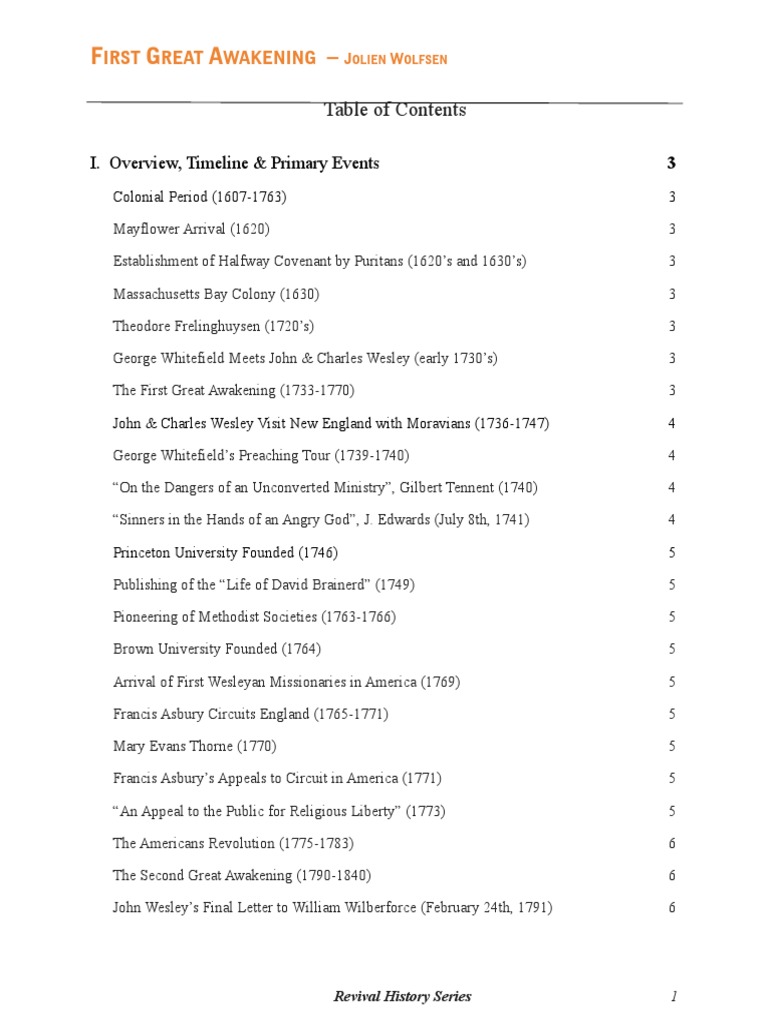 First Great Awakening Overview | PDF | John Wesley | Methodism