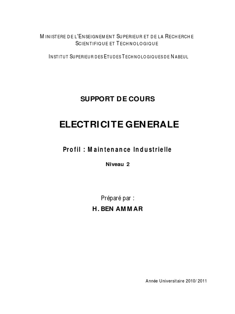 Cours d'Électricité Générale Niveau 2 | PDF | Électricité | Puissance ...