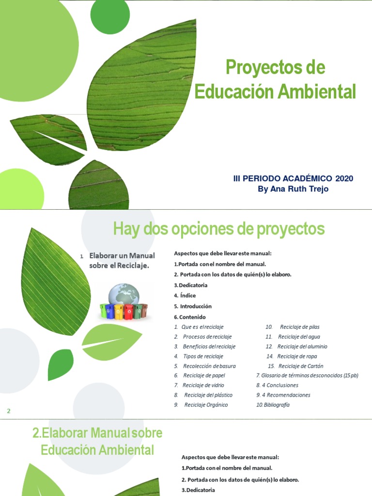 Proyectos de Educación Ambiental III PERIODO 2020 | PDF | Reciclaje ...