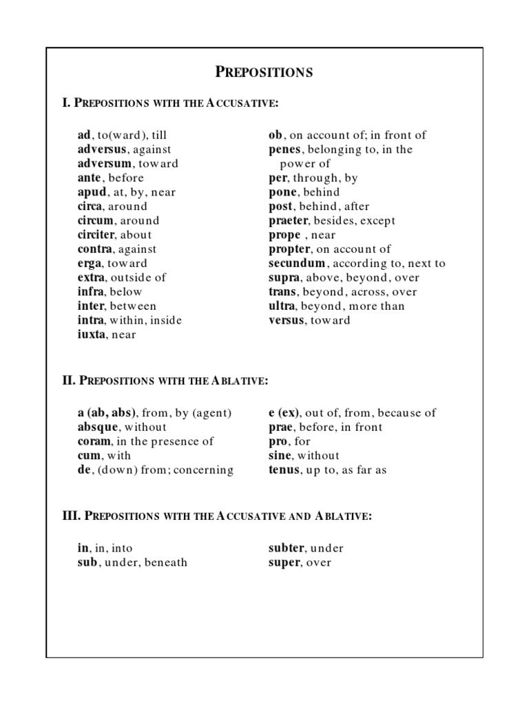 A Comprehensive Breakdown of Latin Prepositions and Their Uses with the ... A Comprehensive Breakdown of Latin Prepositions and Their Uses with the ...