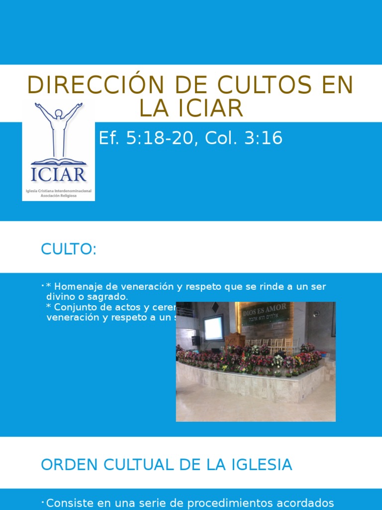 Dirección De Cultos En La Iciar Pdf Himnos Oración