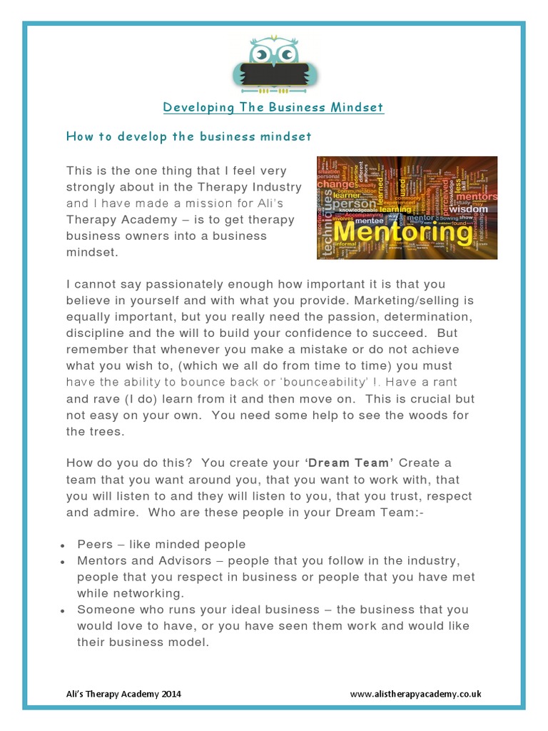 Developing The Business Mindset | PDF