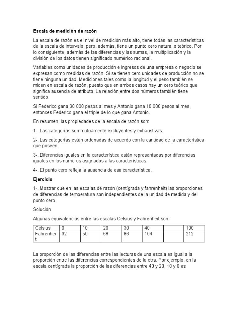Escala de Medición de Razón | PDF