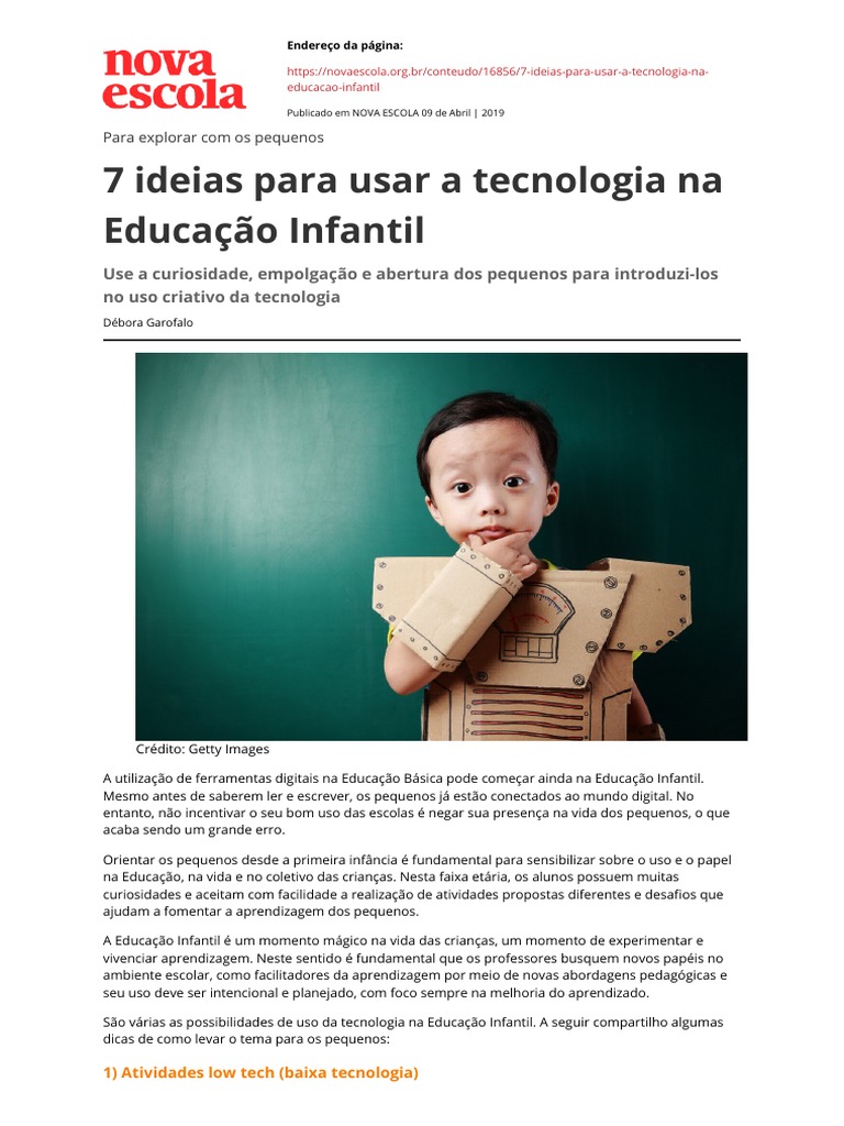 7 Ideias para Usar A Tecnologia Na Educacao Infantilpdf | PDF | Pré ...