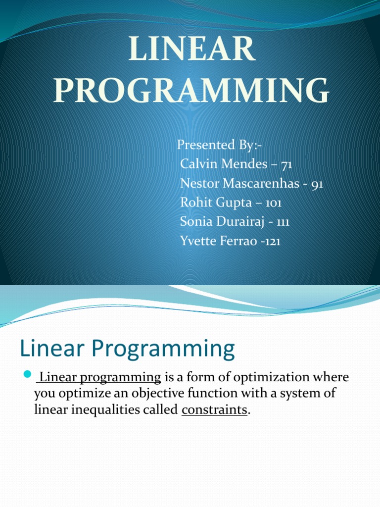 Linear Programming | PDF | Linear Programming | Bonds (Finance)