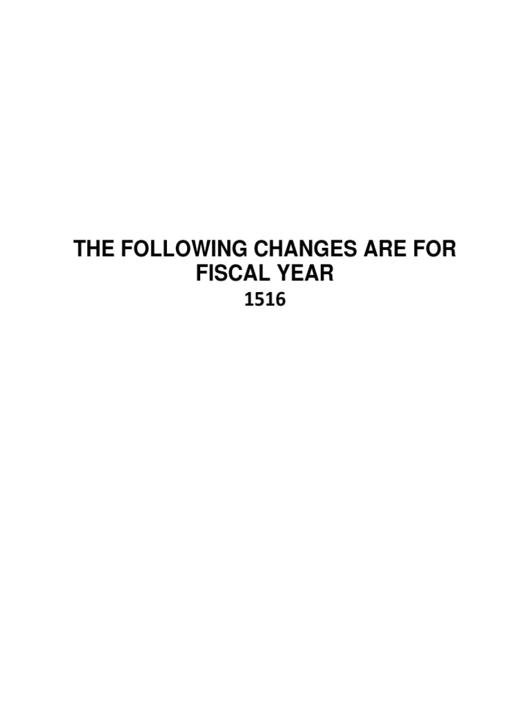 The Following Changes Are For Fiscal Year 1516 | PDF | Demography ...