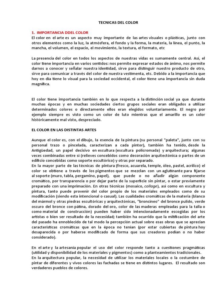 Importancia Del Color | PDF | Pinturas | Escultura
