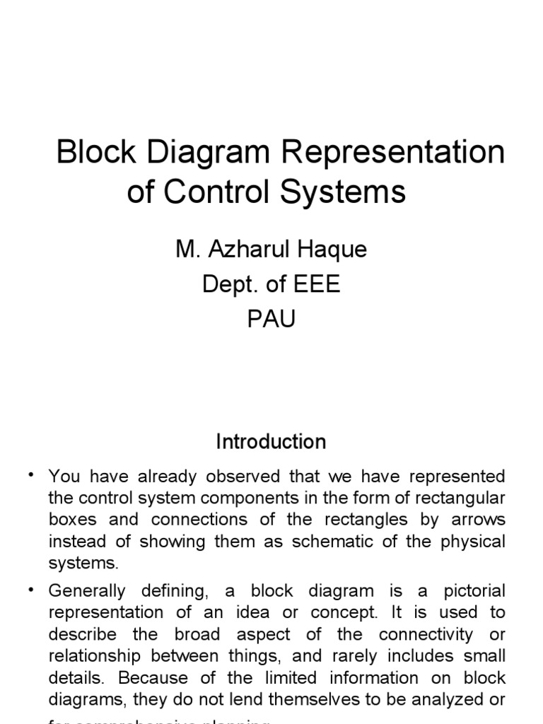 Control Systems Block Diagram Overview | PDF | Control Theory | Control ...