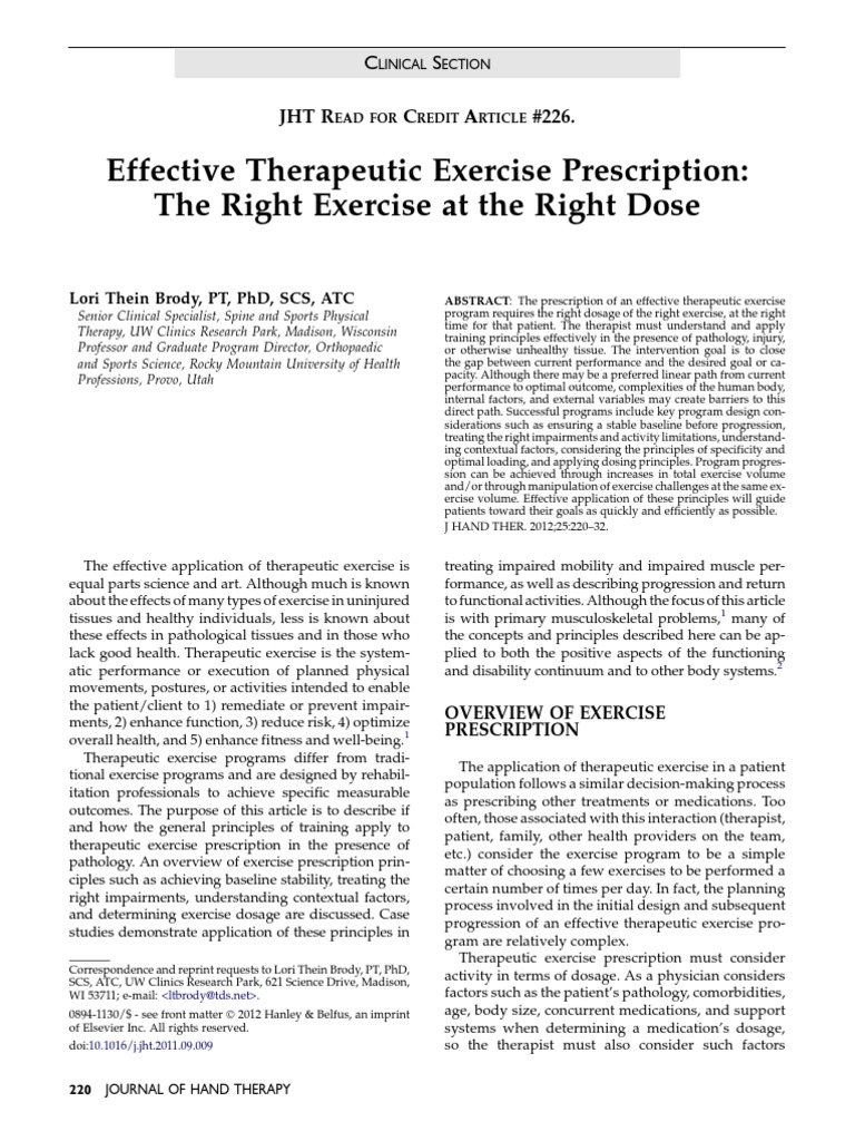 Effective Therapeutic Exercise Dosage | PDF | Anatomical Terms Of ...