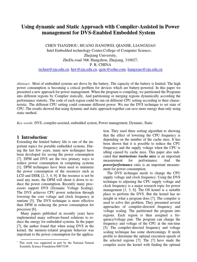 Using Dynamic and Static Approach With Compiler-Assisted in Power Management For DVS-Enabled ...
