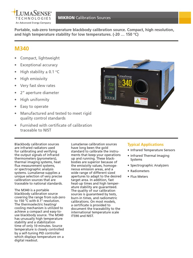 EN Calibration Source M340 - Datasheet | PDF | Thermometer | Calibration