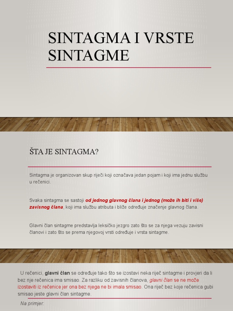 Sintagma I Vrste Sintagme | PDF