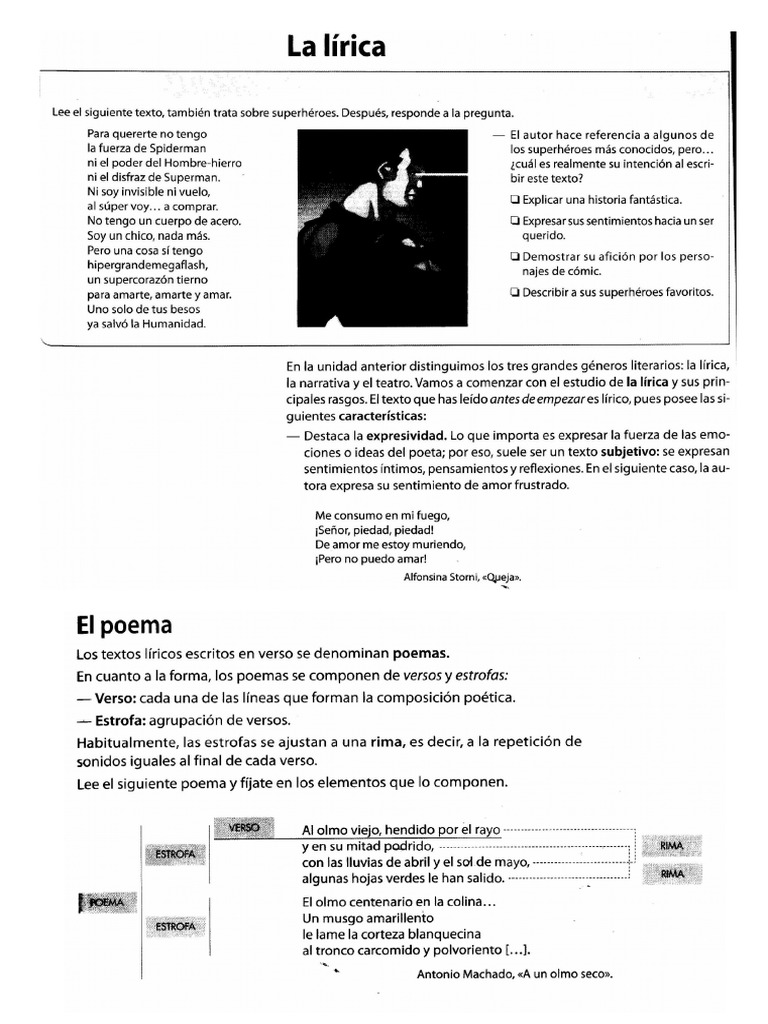 Género Lírico - Actividad 14 | PDF