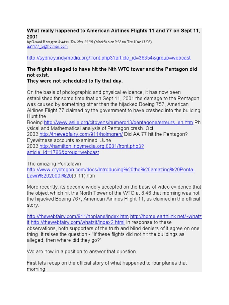 What Really Happened To American Airlines Flights 11 and 77 On Sept 11 ...