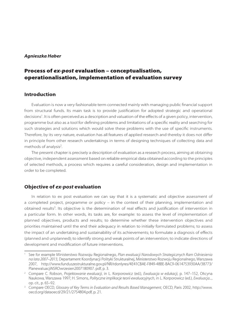Ex-Post Evaluation: Concepts and Methods | PDF | Evaluation ...