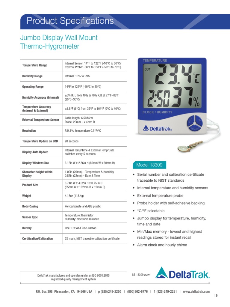 Jumbo Display Wall Mount Thermo-Hygrometer PDF | PDF | Calibration ...