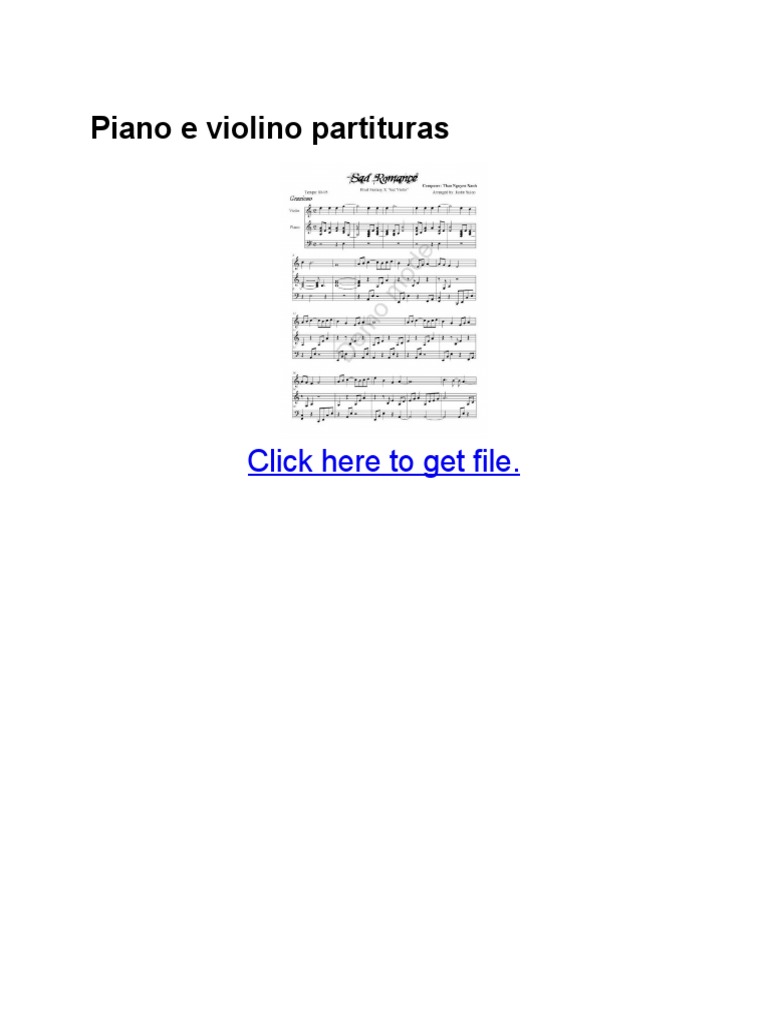 Piano e Violino Partituras PDF | PDF | Entretenimento (geral) | Jazz