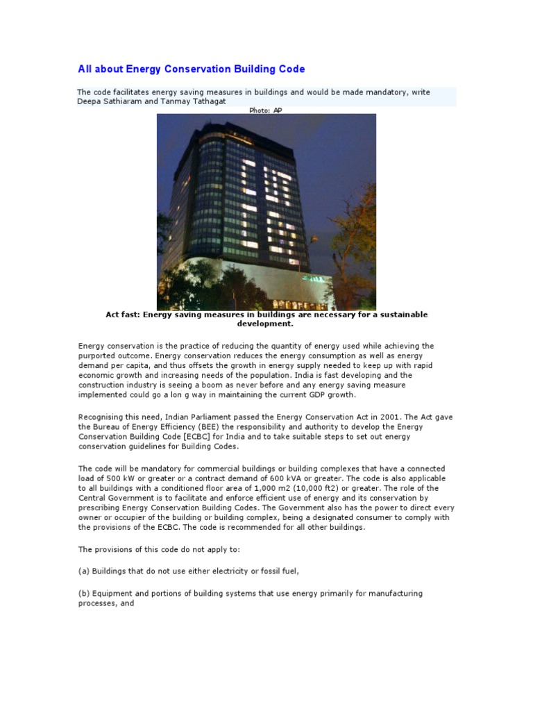 Energy Conservation Building Code | Download Free PDF | Hvac | Green ...