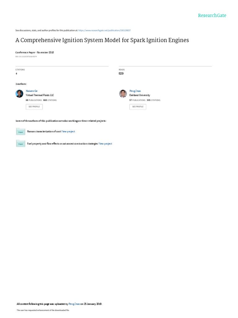 A Comprehensive Ignition System Model For Spark Ignition Engines PDF ...