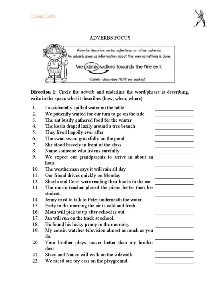 ADVERBS FOCUS Worksheet | PDF | Adverb | Linguistics
