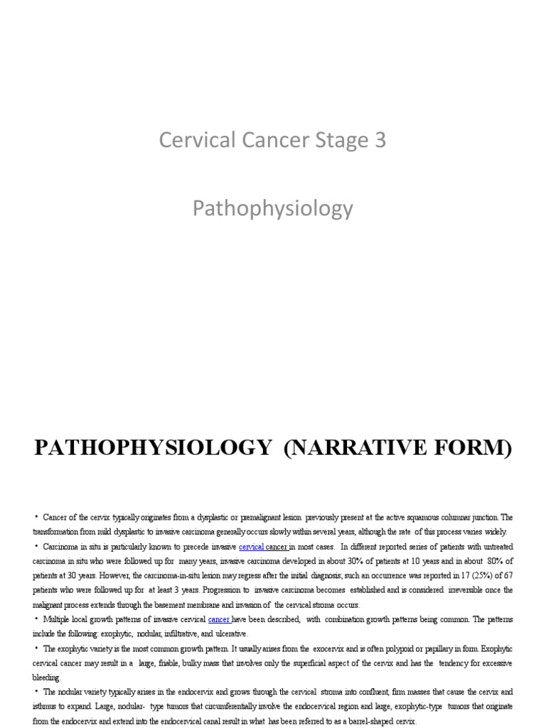 Cervical Cancer Stage 3 Pathophysiology | PDF