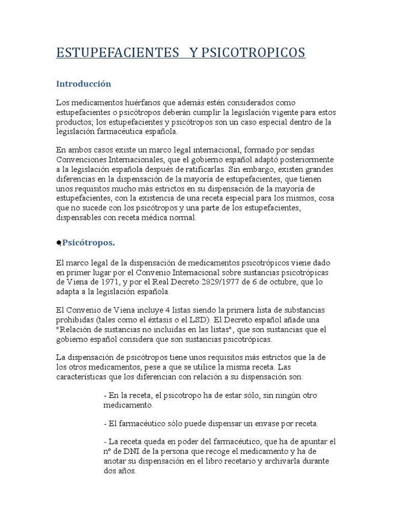 Estupefacientes y Psicotropicos | PDF | Prescripción médica | Farmacéutico
