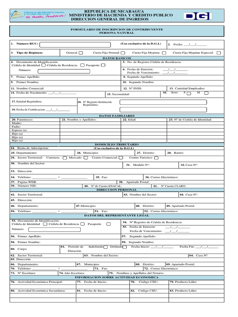 Formulario Persona Natural DGI | PDF | Business | Science