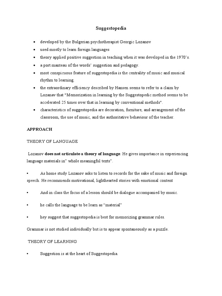 Suggestopedia: A Concise Guide to Georgi Lozanov's Language Learning ...