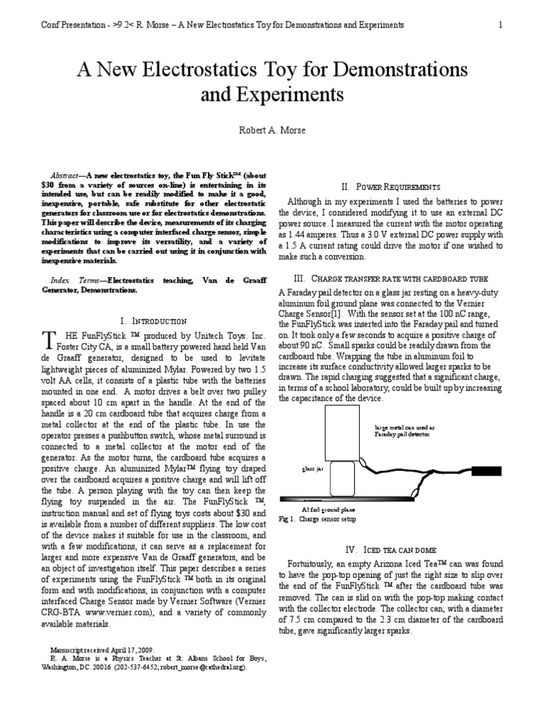 A New Electrostatics Toy For Demonstrations and Experiments - Robert A ...