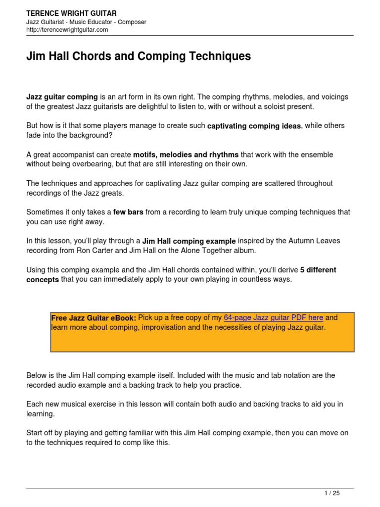 Jim Hall Chords and Comping Techniques | PDF | Chord (Music) | Jazz