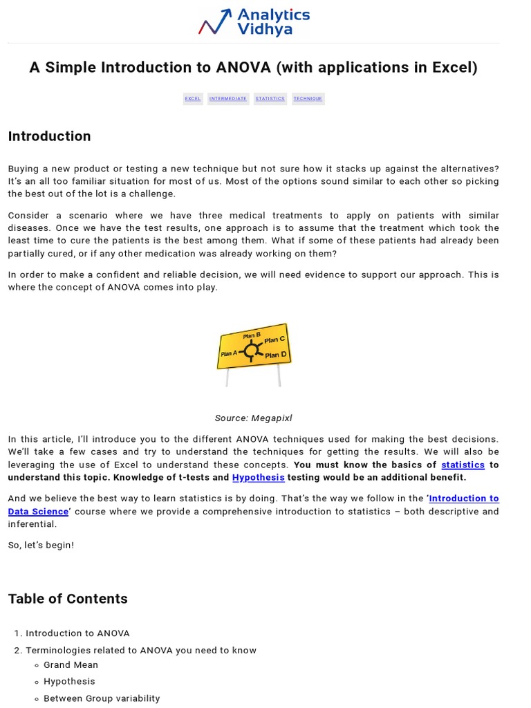A Simple Introduction To ANOVA (With Applications in Excel) : Source ...