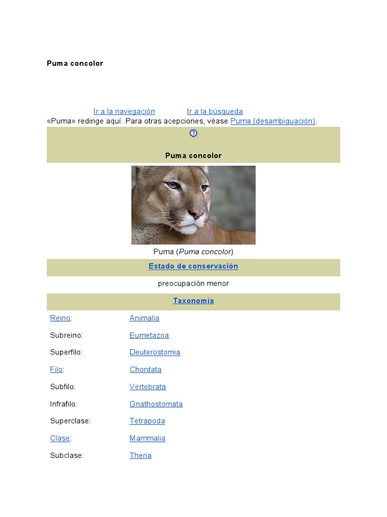 Puma | PDF | Puma | Felinos