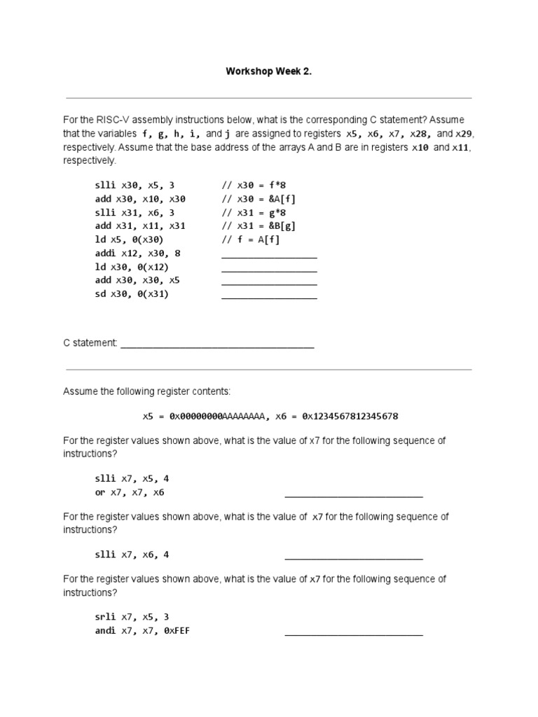 Workshop Week 2 | PDF