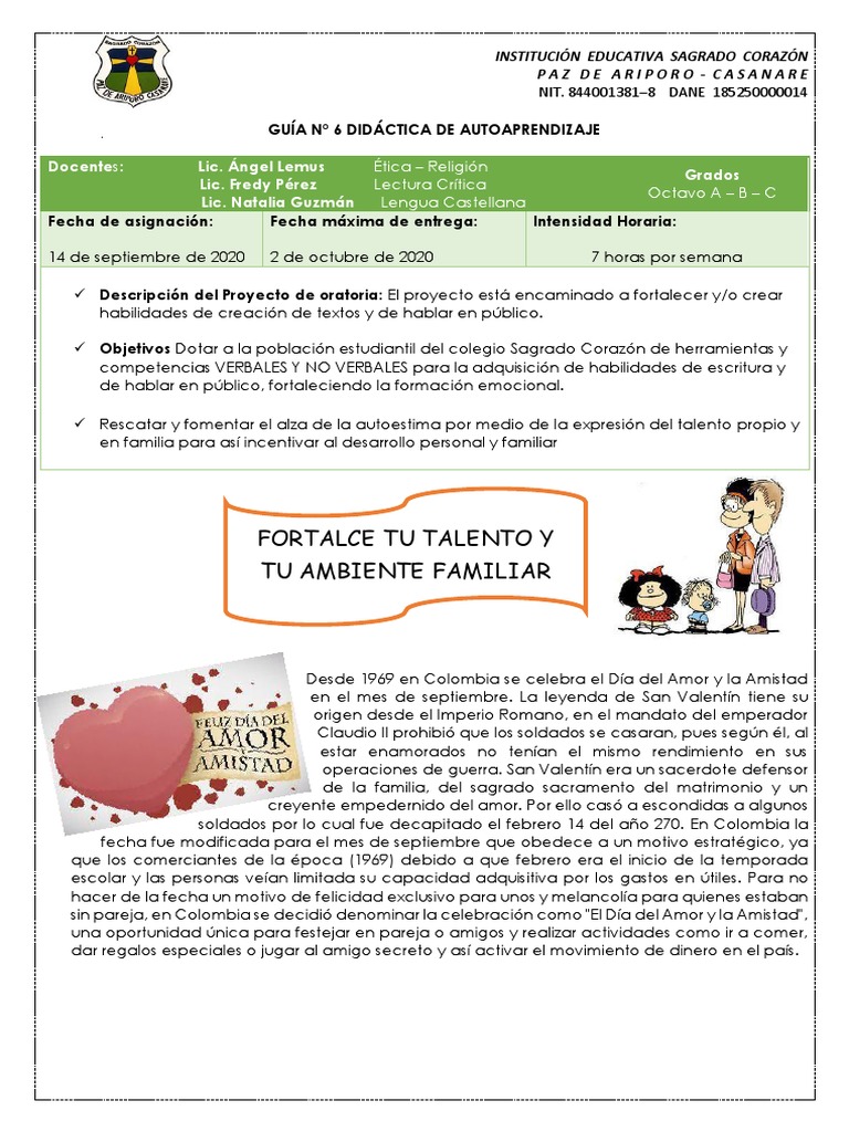 Guia 7 ETK-RELI-ESP-LECT 8° PDF | PDF | Amor | Autoestima