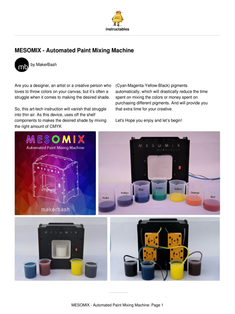 MESOMIX - Automated Paint Mixing Machine: Instructables | PDF | Color ...