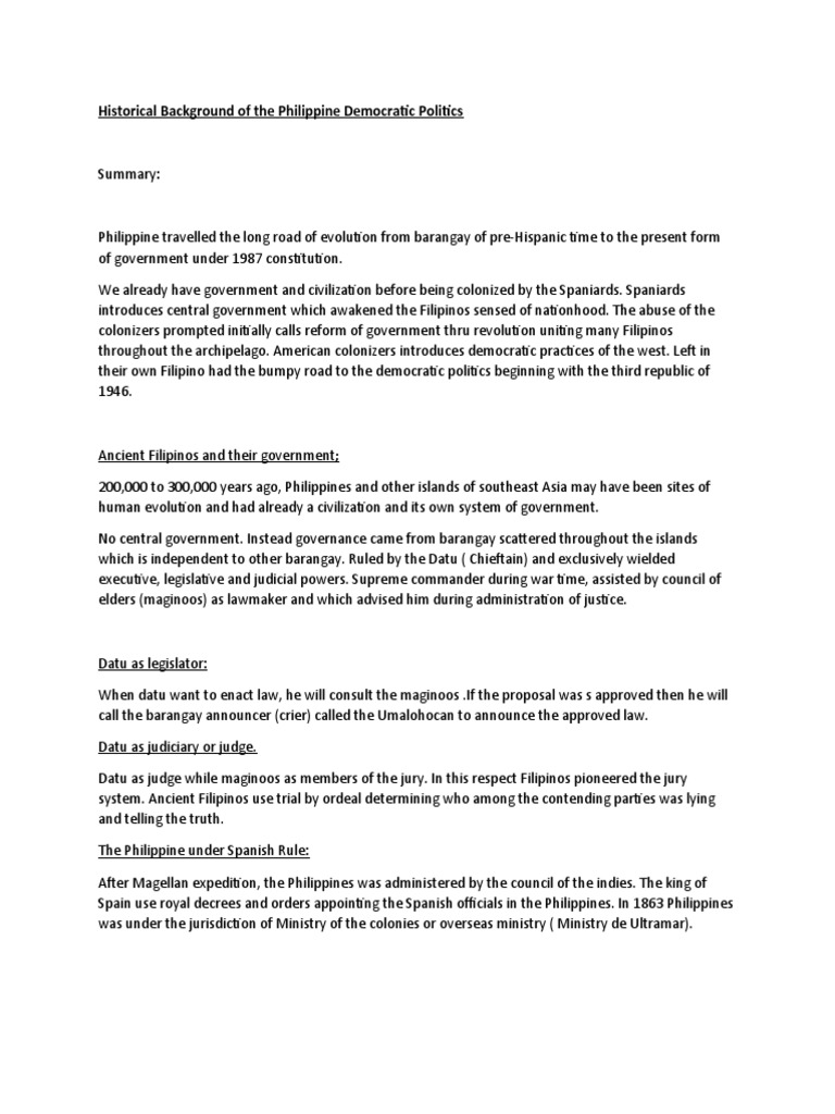 Historical Background of The Philippine Democratic Politics | PDF ...