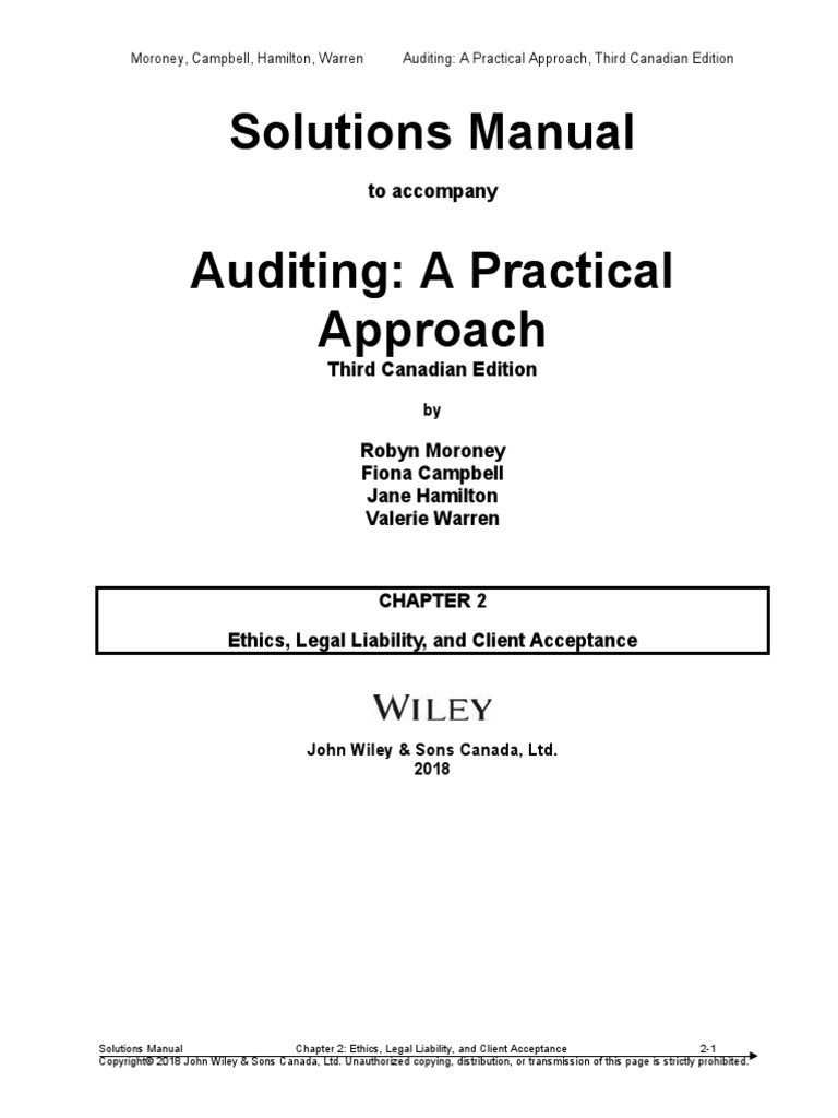 Solution Manual For Auditing A Practical Approach 3rd Canadian Edition ...