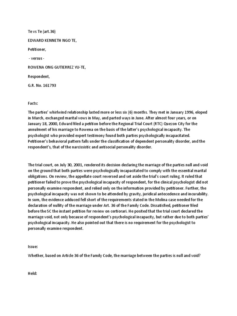 Te Vs Te | PDF | Marriage | Behavioural Sciences