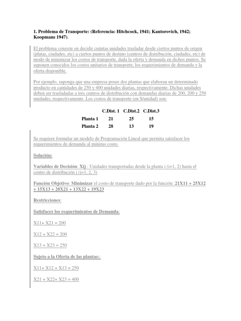 Modelo de Transporte de Solver Ejercicio PDF | PDF | Hoja de cálculo | Transporte