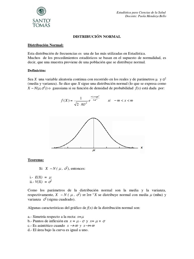 Distribución Normal en Estadística Salud | PDF | Distribución normal ...
