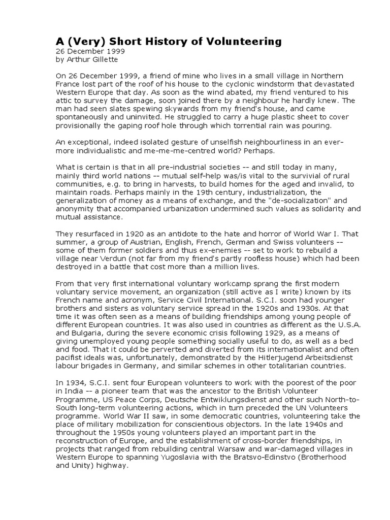History of Volunteering Through the Ages | PDF | Volunteering | Policy