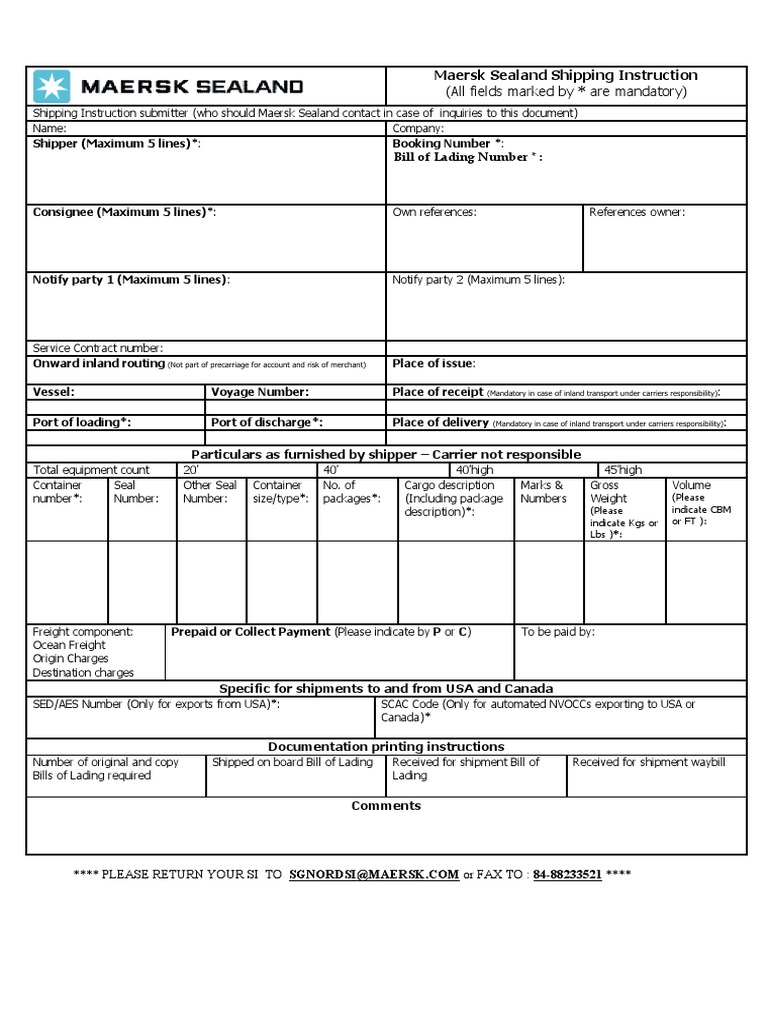 Bill of Lading Number :: (All Fields Marked by Are Mandatory) | PDF ...