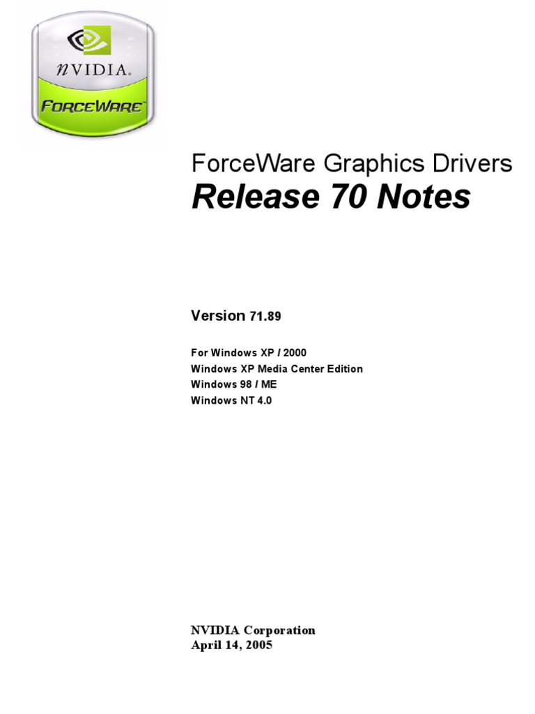 Release 70 Notes: Forceware Graphics Drivers | PDF | Graphics ...