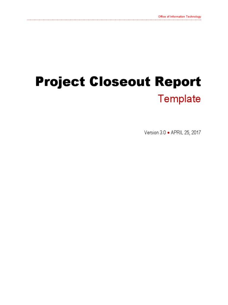 Project Closeout Report: Template | PDF | Project Management | Computing