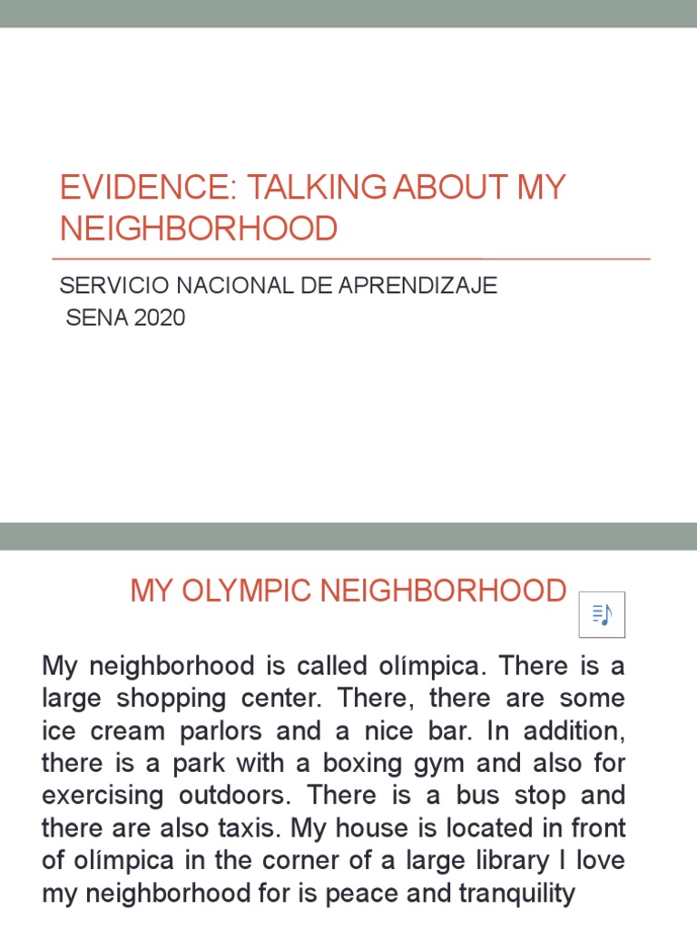 Evidence 4 Talking About My Neighbor Hood | PDF | Travel | Cooking ...